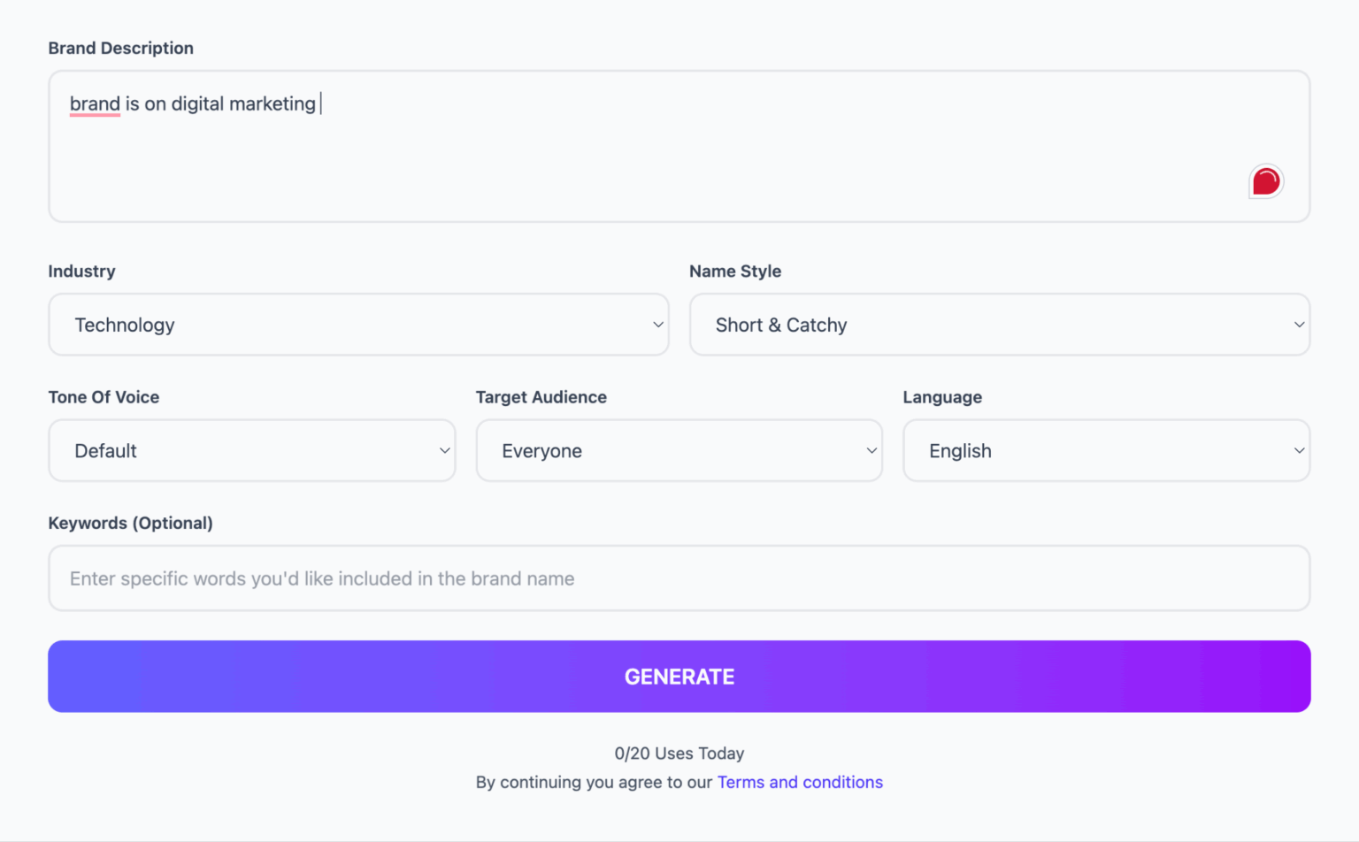 Brand Name Generator
