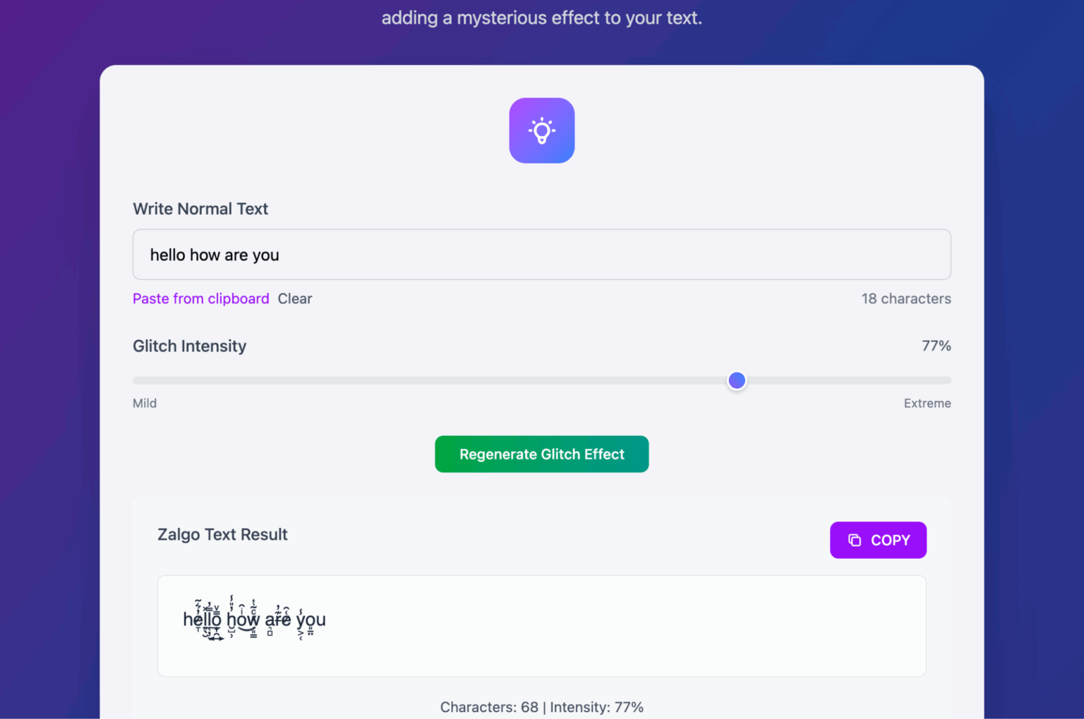 Zalgo/Glitch Text Generator